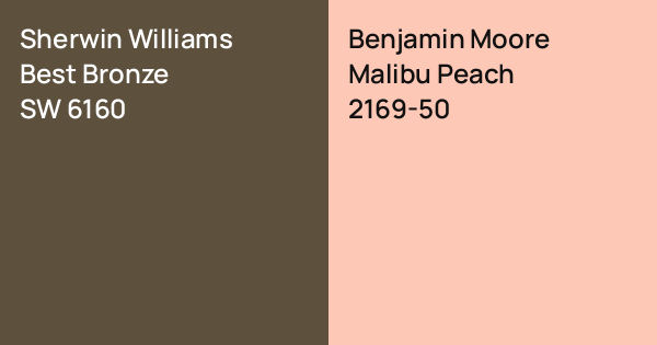 Sherwin Williams Best Bronze vs. Benjamin Moore Malibu Peach comparison