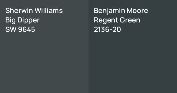 Sherwin Williams Big Dipper vs. Benjamin Moore Regent Green comparison