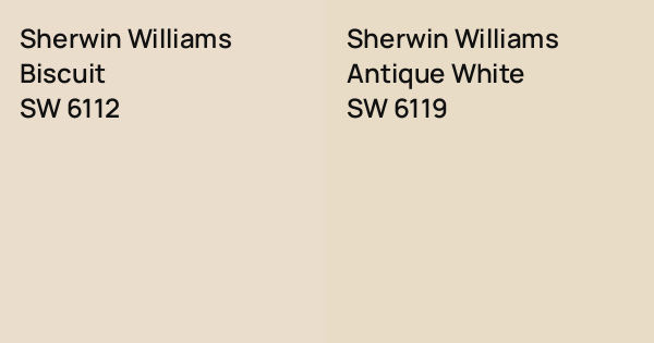 Sherwin Williams Biscuit vs. Sherwin Williams Antique White comparison
