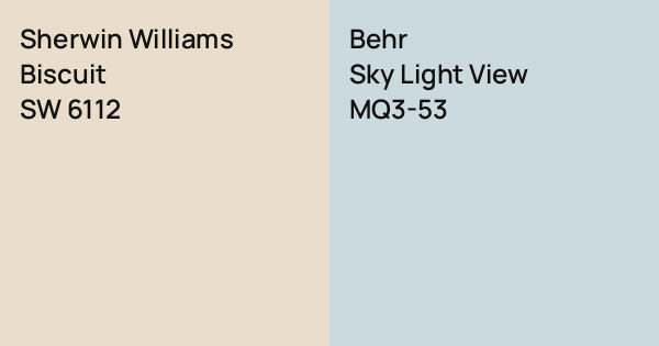Sherwin Williams Biscuit vs. Behr Sky Light View comparison