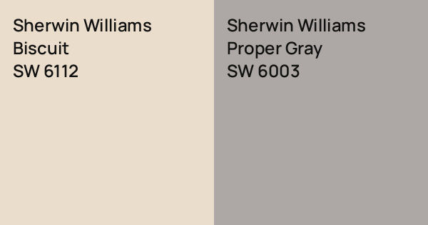 Sherwin Williams Biscuit vs. Sherwin Williams Proper Gray comparison