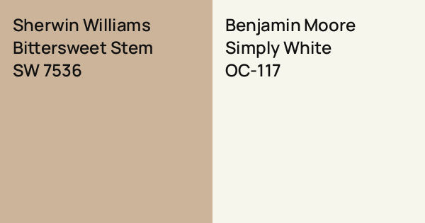 Sherwin Williams Bittersweet Stem vs. Benjamin Moore Simply White ...
