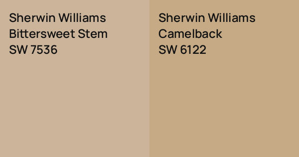 Sherwin Williams Bittersweet Stem vs. Sherwin Williams Camelback comparison