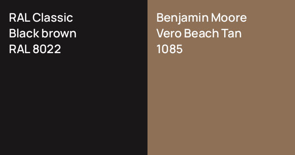 RAL Classic Black brown vs. Benjamin Moore Vero Beach Tan comparison