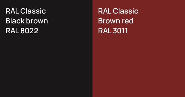 RAL Classic Black brown vs. RAL Classic Brown red comparison
