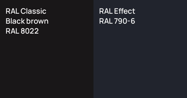 RAL Classic Black brown vs. RAL Effect RAL 790-6 comparison