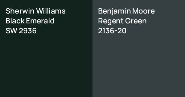 Sherwin Williams Black Emerald vs. Benjamin Moore Regent Green comparison