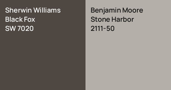 Sherwin Williams Black Fox vs. Benjamin Moore Stone Harbor comparison