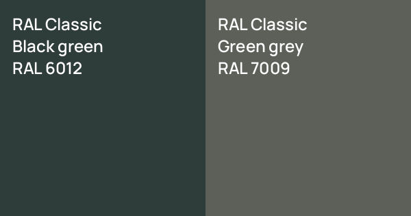 RAL Classic Black green vs. RAL Classic Green grey comparison