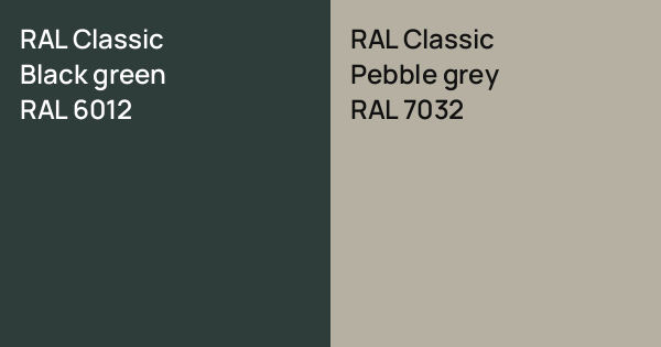 RAL Classic Black green vs. RAL Classic Pebble grey comparison