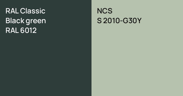 RAL Classic Black green vs. NCS S 2010-G30Y comparison