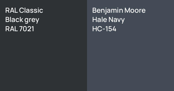 RAL Classic Black grey vs. Benjamin Moore Hale Navy comparison