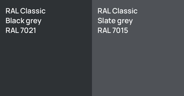 RAL Classic Black grey vs. RAL Classic Slate grey comparison