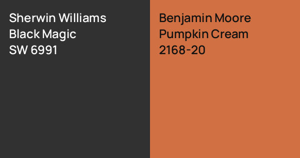 Sherwin Williams Black Magic vs. Benjamin Moore Pumpkin Cream comparison