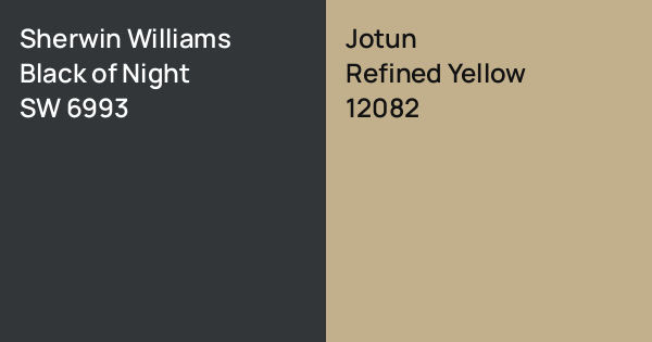 Sherwin Williams Black of Night vs. Jotun Refined Yellow comparison
