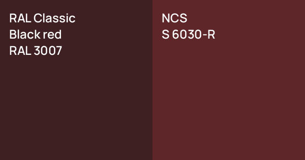 RAL Classic Black red vs. NCS S 6030-R comparison
