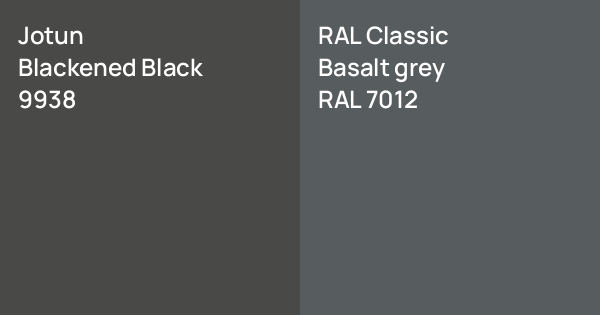 Jotun Blackened Black vs. RAL Classic Basalt grey comparison