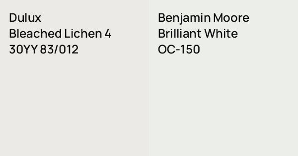 Dulux Bleached Lichen 4 vs. Benjamin Moore Brilliant White comparison