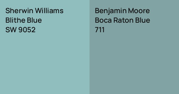 Sherwin Williams Blithe Blue vs. Benjamin Moore Boca Raton Blue comparison
