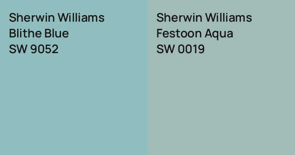 Sherwin Williams Blithe Blue vs. Sherwin Williams Festoon Aqua comparison