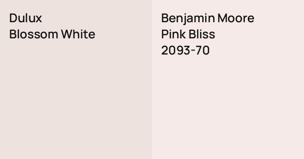 Dulux Blossom White vs. Benjamin Moore Pink Bliss comparison