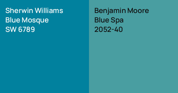 Sherwin Williams Blue Mosque vs. Benjamin Moore Blue Spa comparison