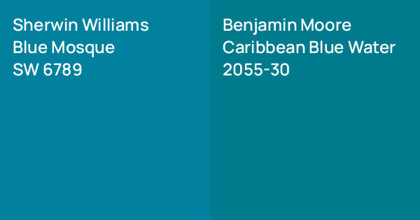 Sherwin Williams Blue Mosque vs. Benjamin Moore Caribbean Blue Water ...
