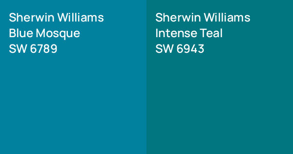 Sherwin Williams Blue Mosque vs. Sherwin Williams Intense Teal comparison