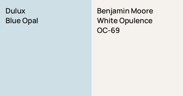Dulux Blue Opal vs. Benjamin Moore White Opulence comparison