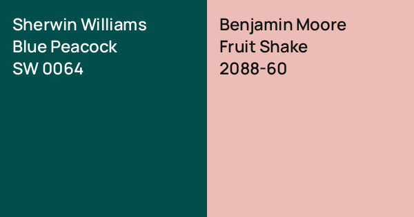 Sherwin Williams Blue Peacock vs. Benjamin Moore Fruit Shake comparison