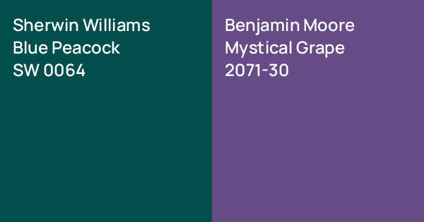 Sherwin Williams Blue Peacock vs. Benjamin Moore Mystical Grape comparison