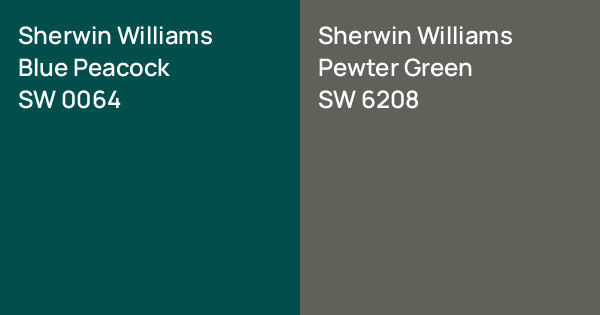 Sherwin Williams Blue Peacock vs. Sherwin Williams Pewter Green comparison