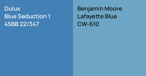 Dulux Blue Seduction 1 vs. Benjamin Moore Lafayette Blue comparison