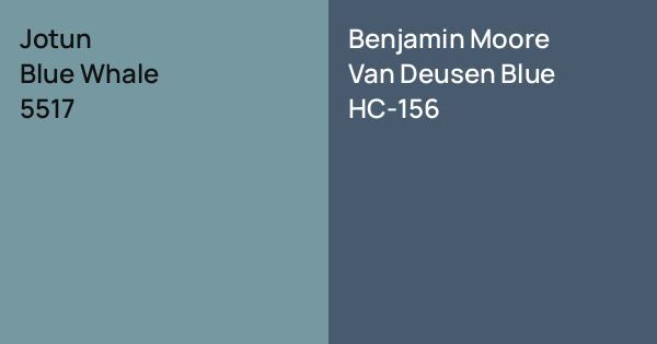 Jotun Blue Whale vs. Benjamin Moore Van Deusen Blue comparison