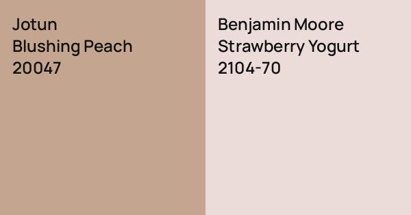 Jotun Blushing Peach vs. Benjamin Moore Strawberry Yogurt comparison