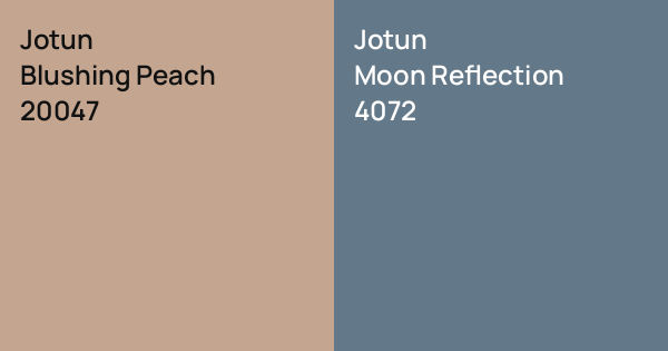 Jotun Blushing Peach vs. Jotun Moon Reflection comparison