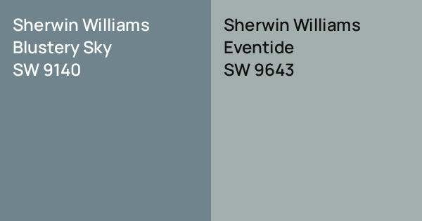 Sherwin Williams Blustery Sky vs. Sherwin Williams Eventide comparison