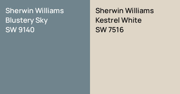 Sherwin Williams Blustery Sky vs. Sherwin Williams Kestrel White comparison