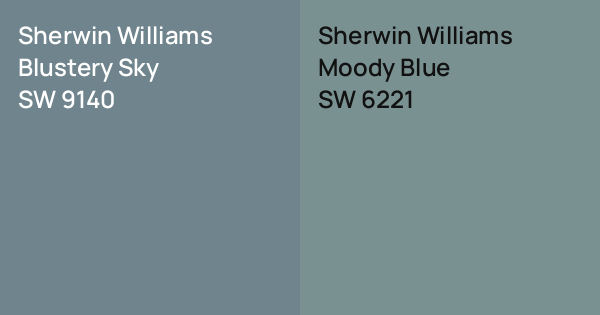 Sherwin Williams Blustery Sky vs. Sherwin Williams Moody Blue comparison