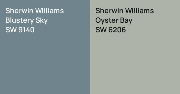Sherwin Williams Blustery Sky vs. Sherwin Williams Oyster Bay comparison