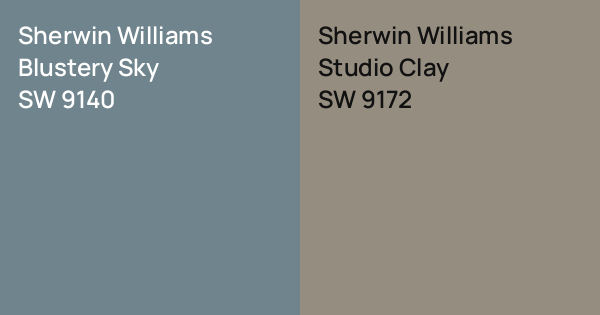 Sherwin Williams Blustery Sky vs. Sherwin Williams Studio Clay comparison