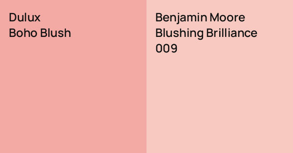Dulux Boho Blush vs. Benjamin Moore Blushing Brilliance comparison