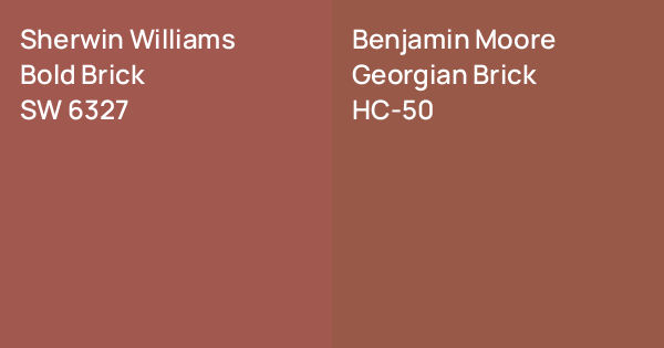 Sherwin Williams Bold Brick vs. Benjamin Moore Georgian Brick comparison