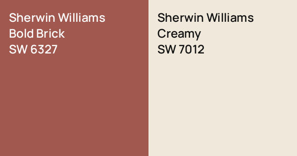 Sherwin Williams Bold Brick vs. Sherwin Williams Creamy comparison