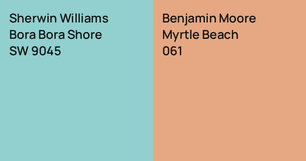 Sherwin Williams Bora Bora Shore vs. Benjamin Moore Myrtle Beach comparison