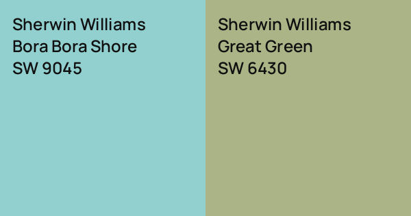 Sherwin Williams Bora Bora Shore vs. Sherwin Williams Great Green ...