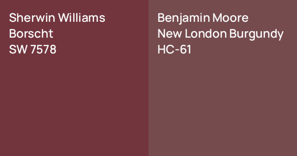 Sherwin Williams Borscht vs. Benjamin Moore New London Burgundy comparison