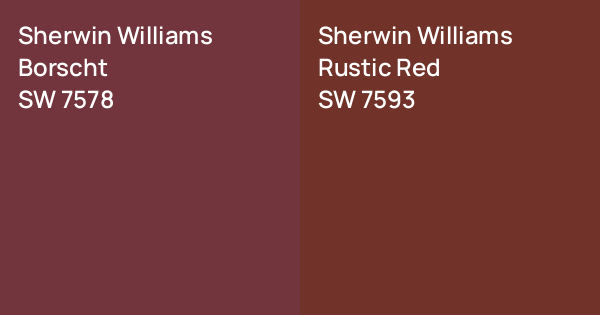 Sherwin Williams Borscht vs. Sherwin Williams Rustic Red comparison
