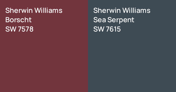 Sherwin Williams Borscht vs. Sherwin Williams Sea Serpent comparison