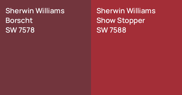 Sherwin Williams Borscht vs. Sherwin Williams Show Stopper comparison